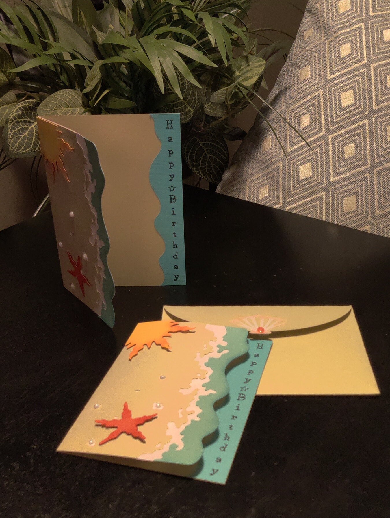 Beach Theme Greeting Card, Blank Greeting Card, Sun, Sand and Sea ...