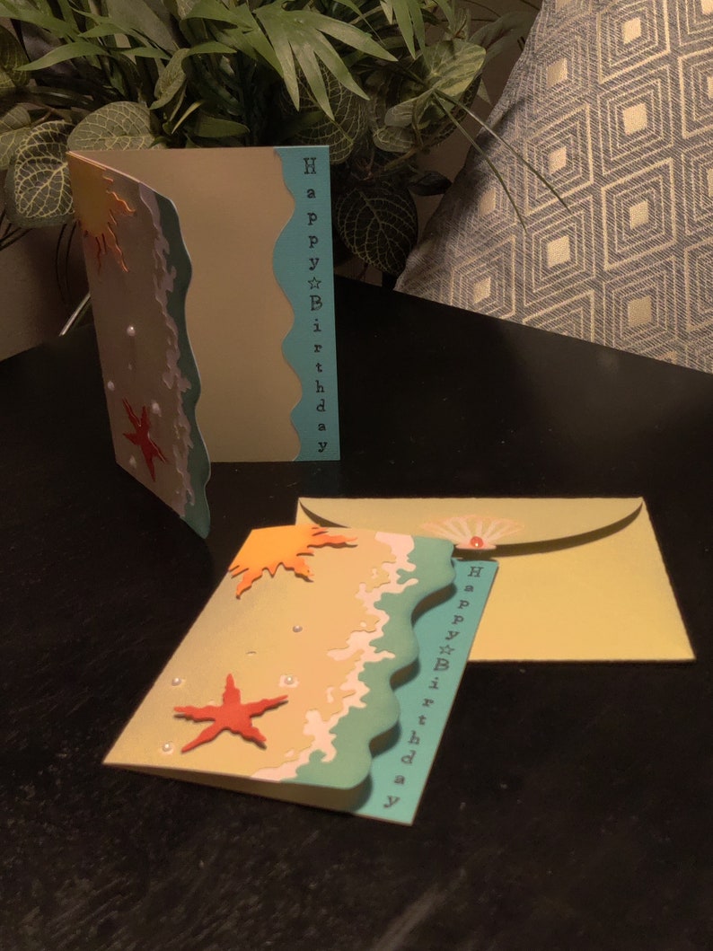 Beach Theme Greeting Card, Blank Greeting Card, Sun, Sand and Sea ...