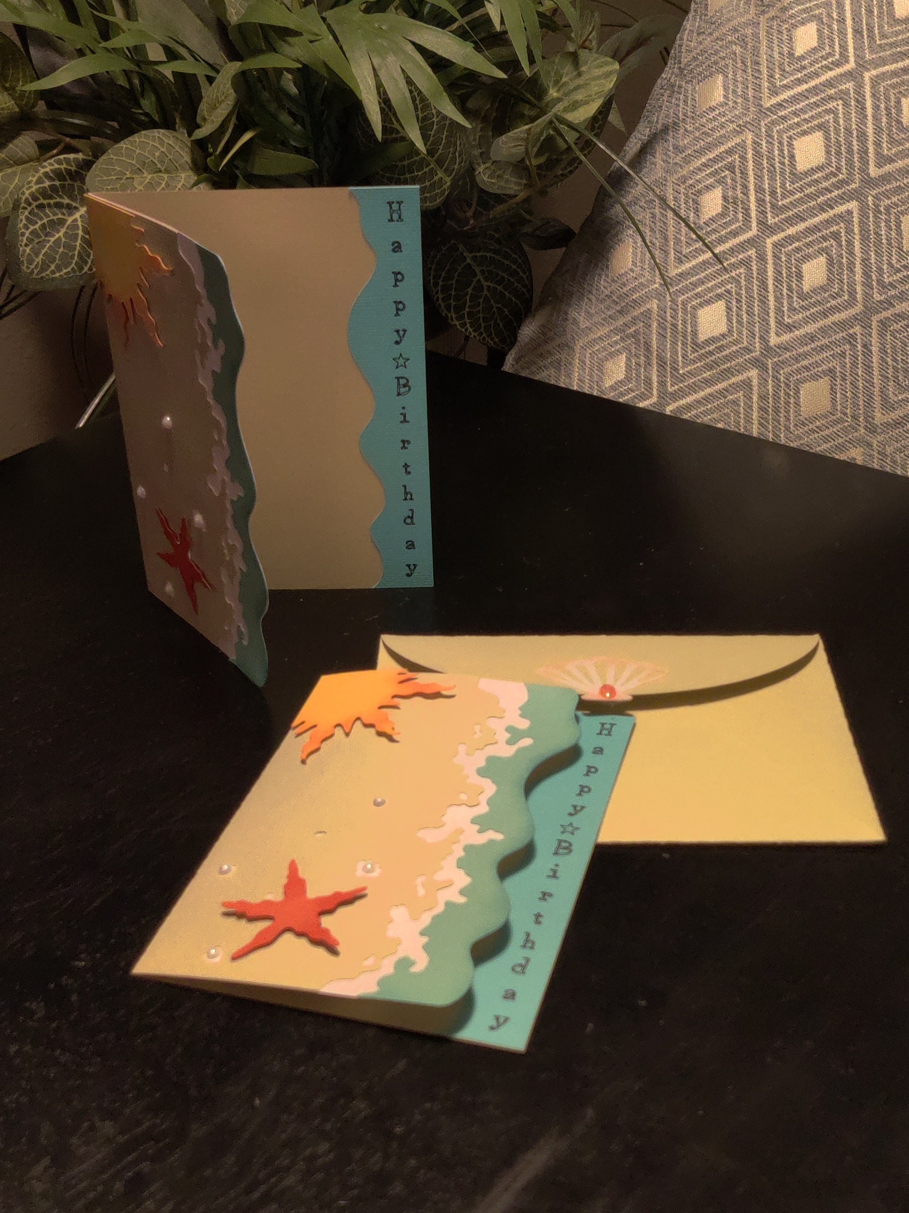 Beach Theme Greeting Card, Blank Greeting Card, Sun, Sand and Sea ...