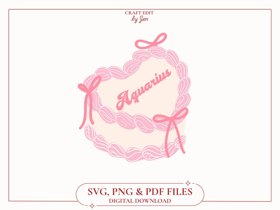 Torta a forma di cuore dell'Acquario SVG / File di taglio del segno ...