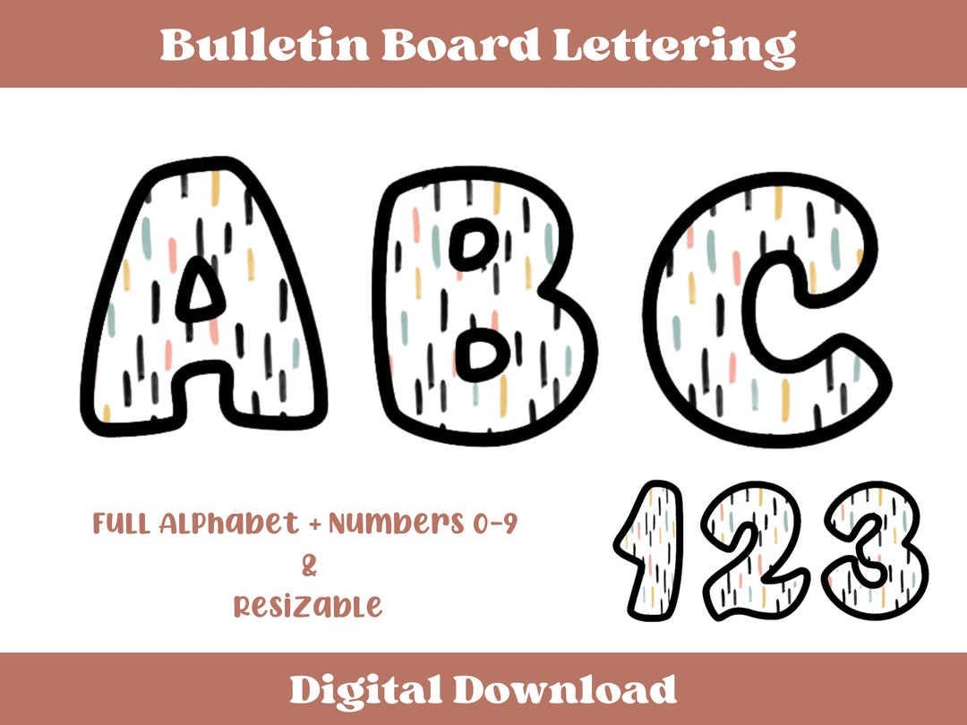 Pastel Bulletin Board Letters Numbers & Punctuation Easy and - Etsy