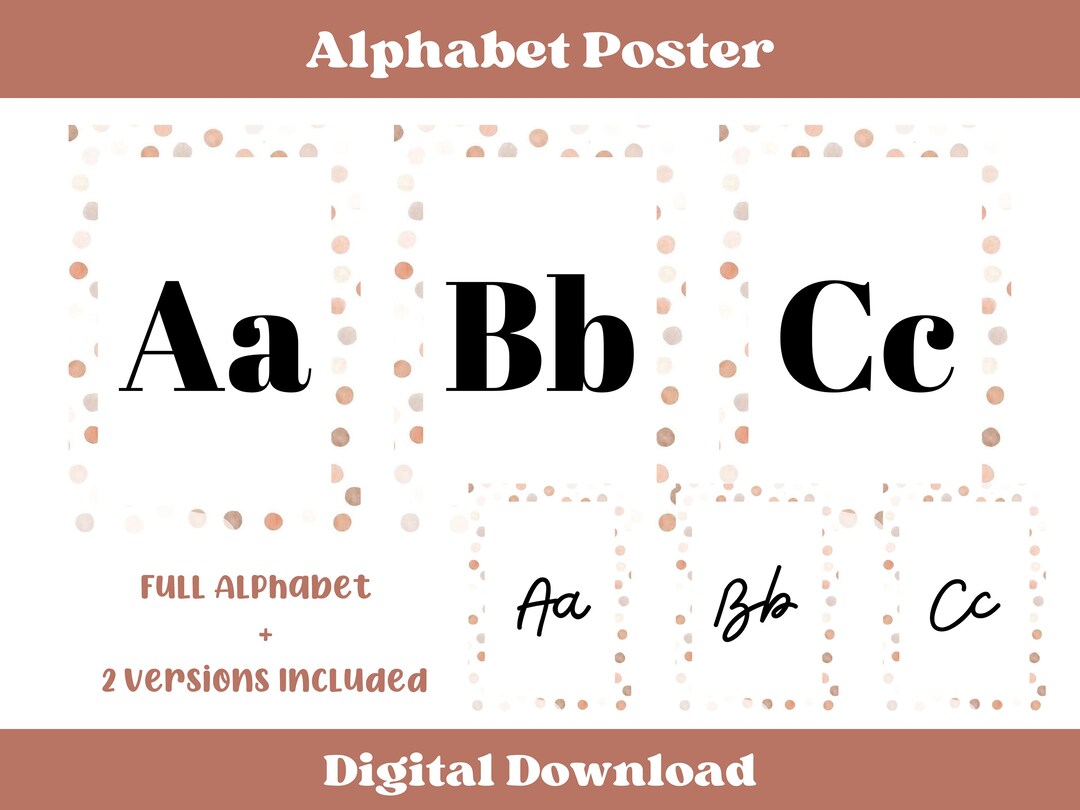 BOHO Alphabet Posters, Rustic Boho Classroom Decor, Minimalistic Design ...