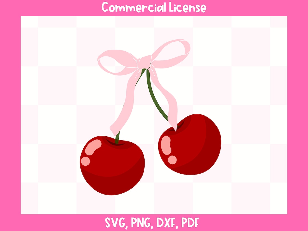 Coquette Cherries SVG | Cut File for Cricut & Silhouette | Pink Bow ...