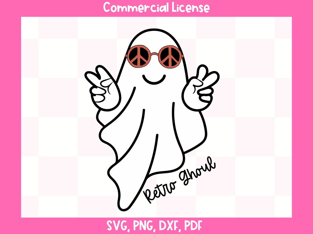 Retro Ghoul SVG | Spooky Season Ghost With Peace Sign (sublimation File ...