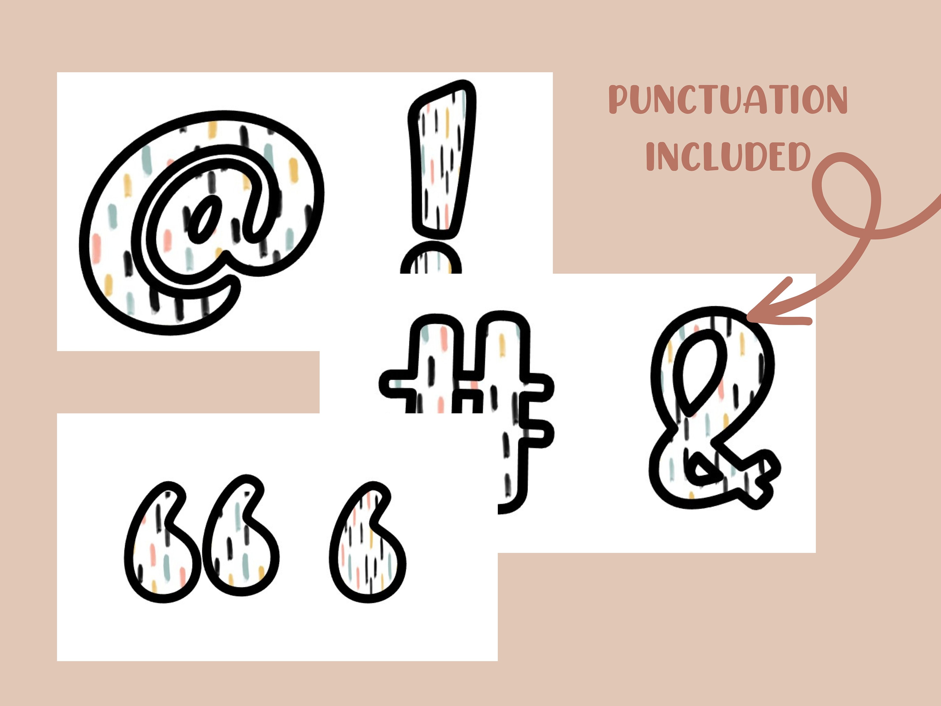 Pastel Bulletin Board Letters Numbers & Punctuation Easy and - Etsy