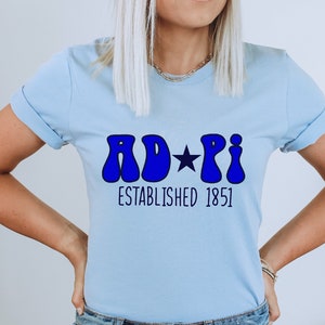 Adpi Shirt Bubble Letter Sorority Shirt alpha Delta Pi - Etsy