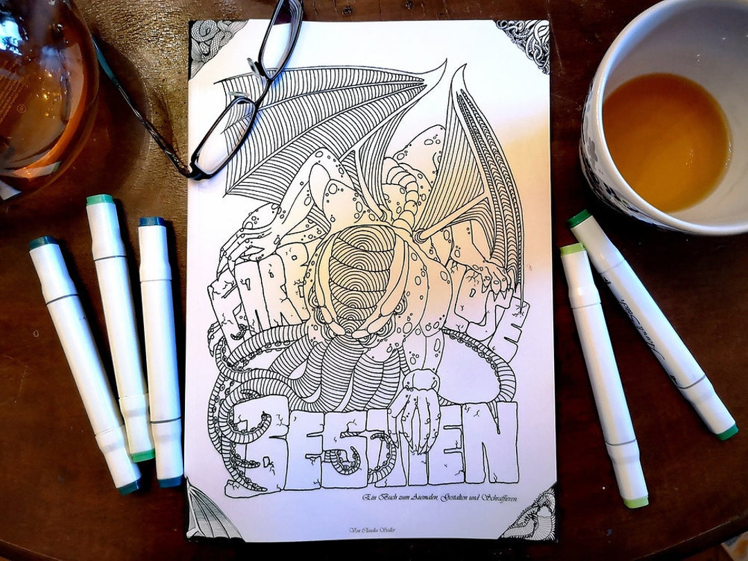 Coloring Book colorless Beasts Thread Binding - Etsy