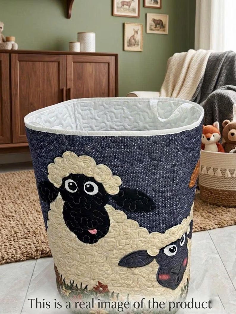 Daisy Meadow Quilted Laundry Basket_ Floral Lover Clothes Hamper ...