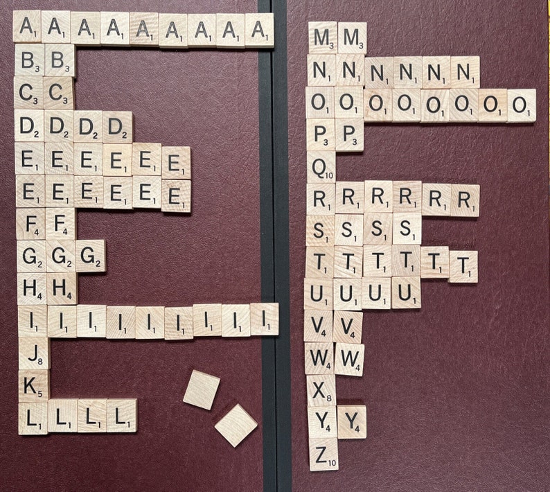 100 Scrabble Letter Tiles Complete Set Hasbro Natural Crafts ...