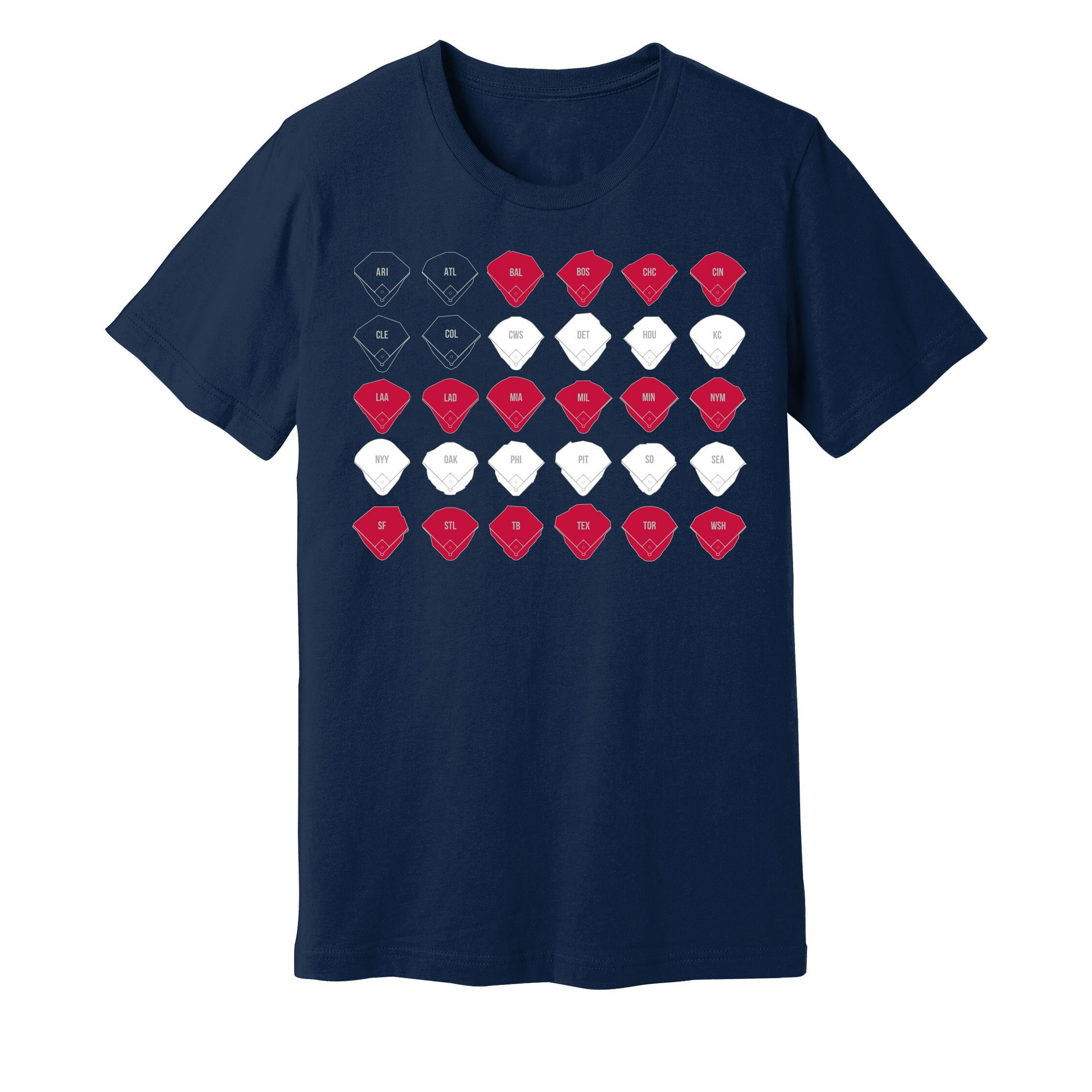 MLB Ballpark Outlines American Flag T-shirt Ballpark Outlines Navy ...