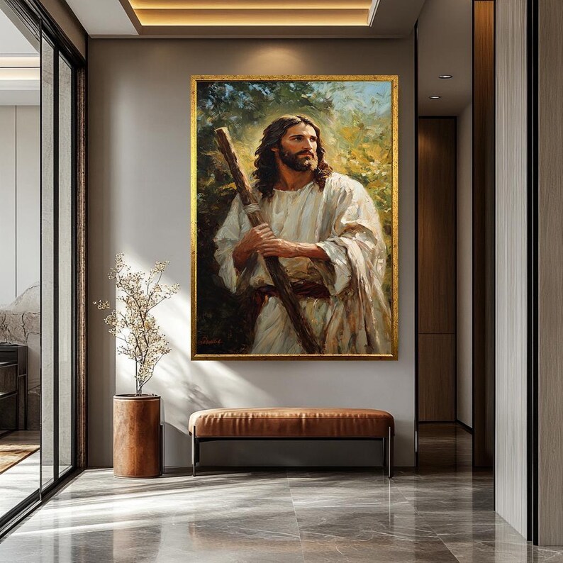 Sacred Jesus Portrait Wall Art | Religious Painting of Christ Holding ...