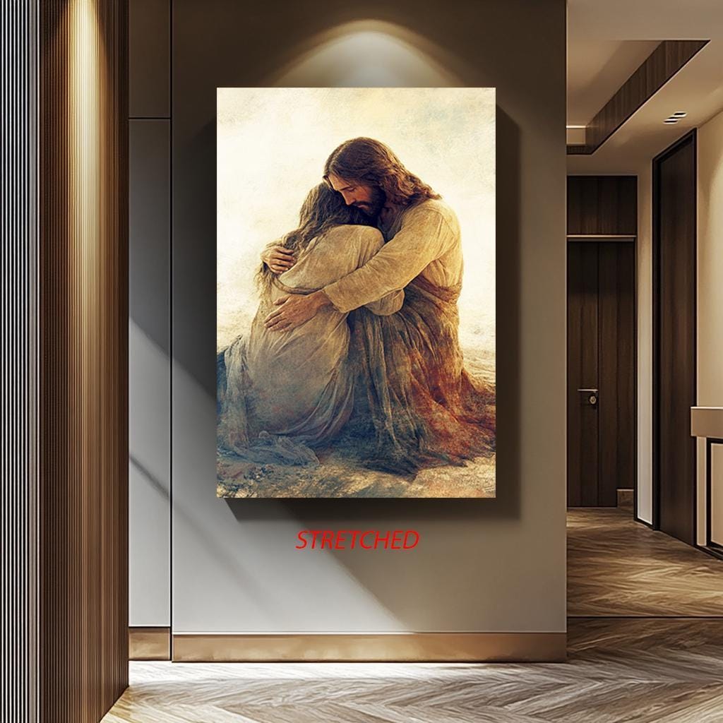 Jesus Christ Embracing Woman Canvas Print, Comfort and Compassion ...