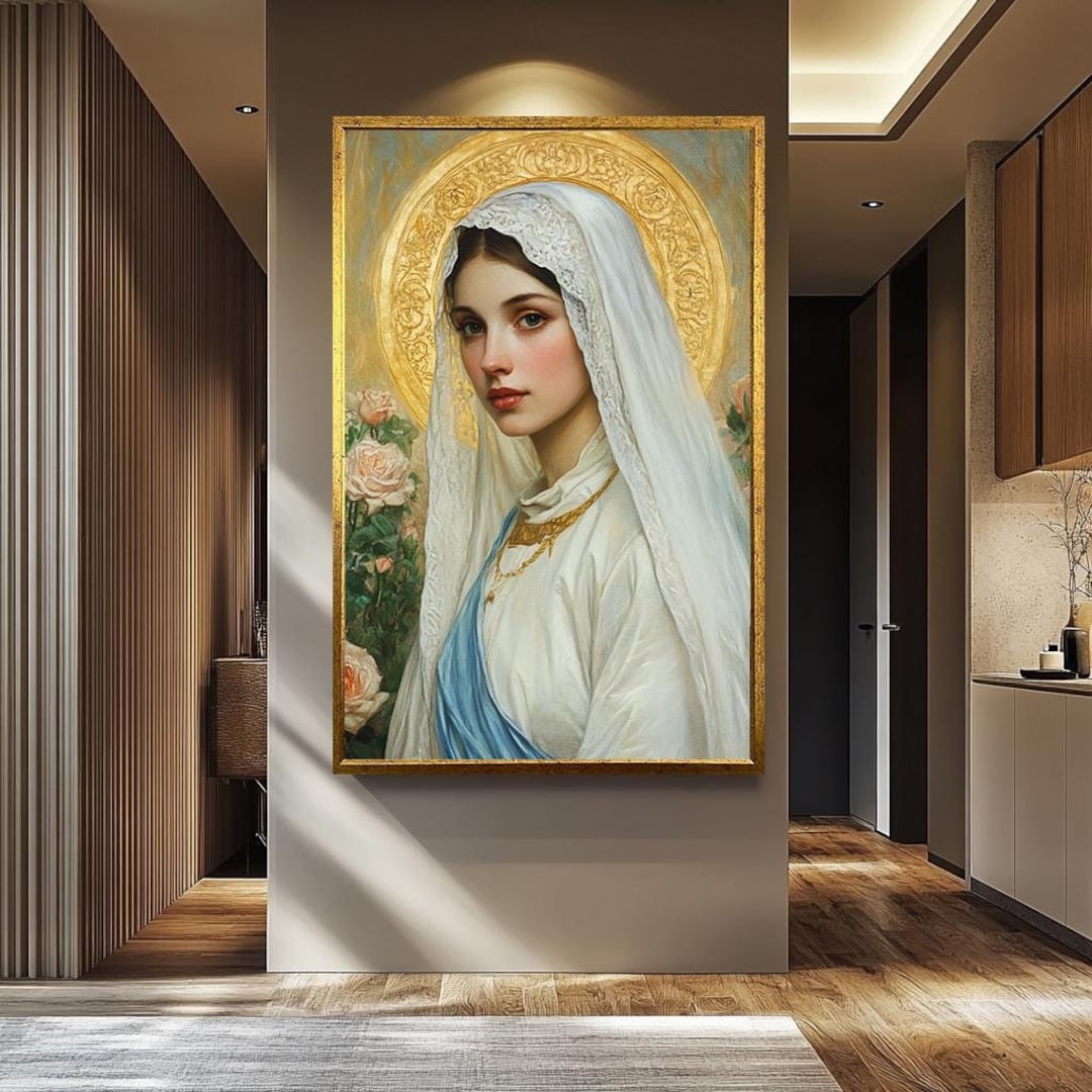 Mother Mary Wall Art | Virgin Mary Canvas Painting | Religious Wall ...