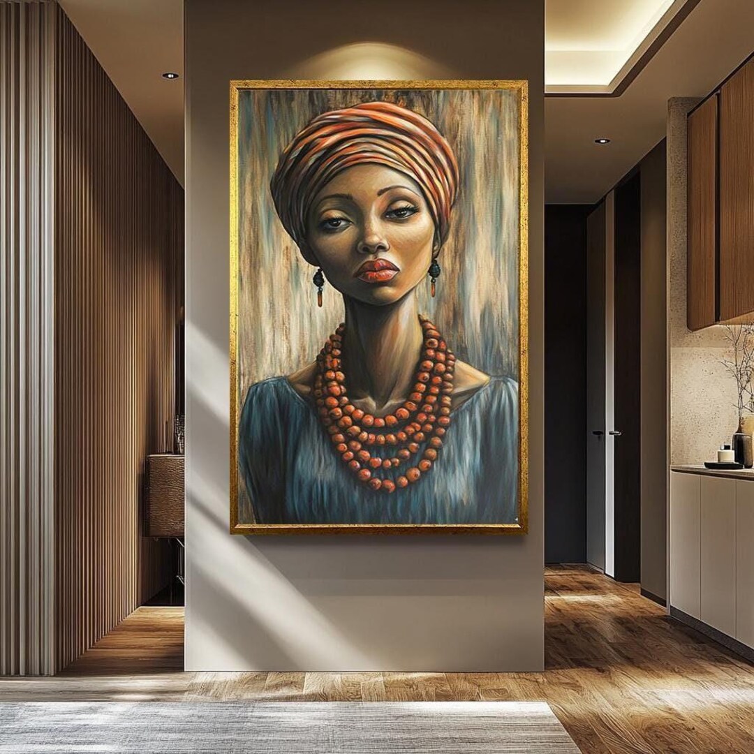 African Women Print Wall Art, Elegant Female Portrait, Cultural Canvas ...