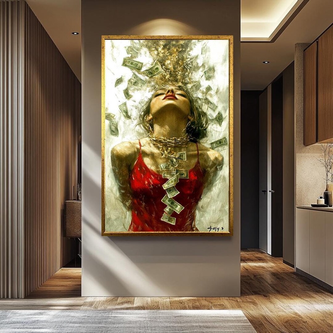 Luxury Woman Money Art Print, Women Wall Art, Money and Power Wall Art ...