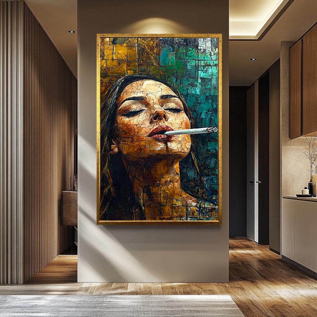 Abstract Woman Smoking Wall Art, Bold Feminine Canvas Print | Women ...