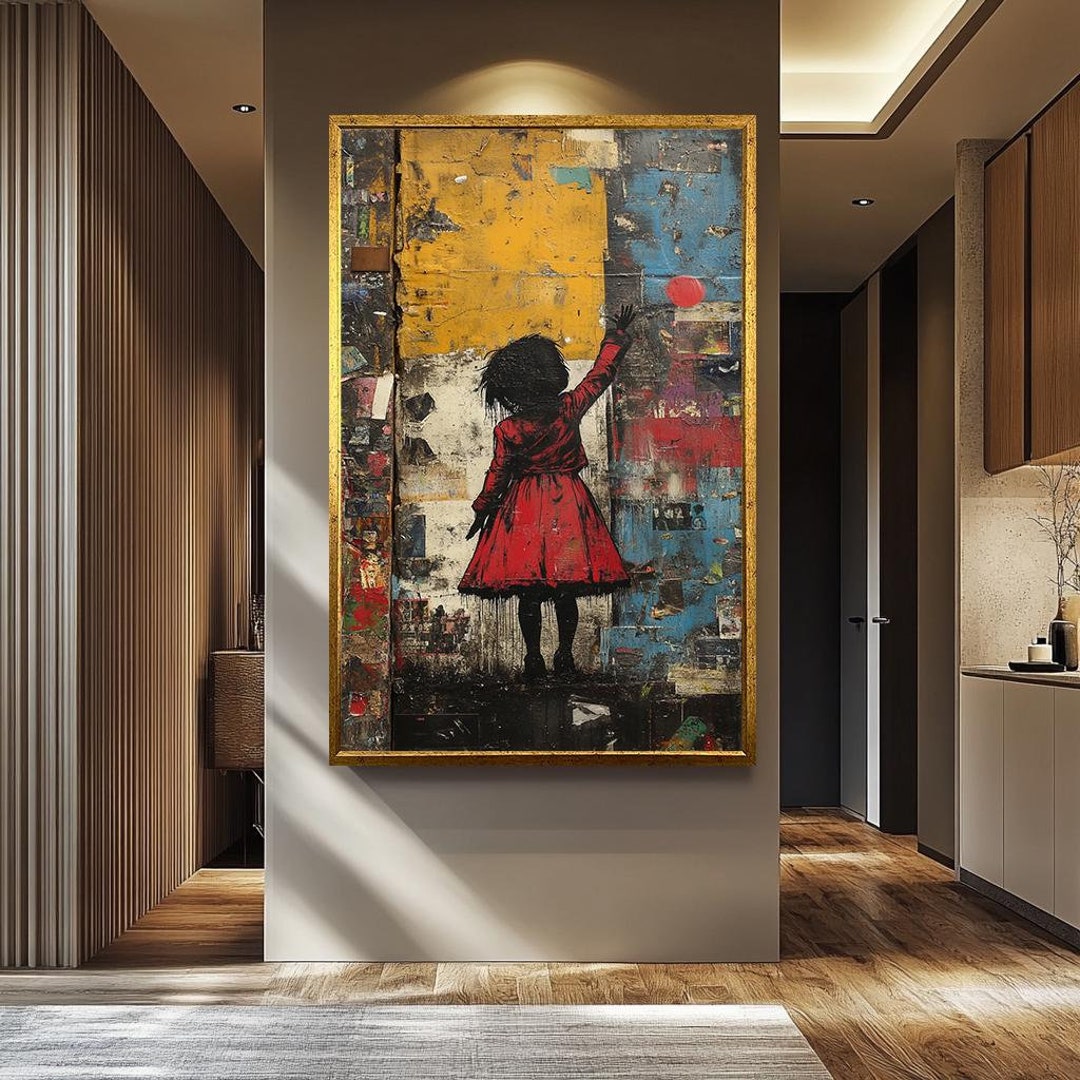 Banksy Red Balloon Wall Art | Urban Street Style Canvas Painting ...