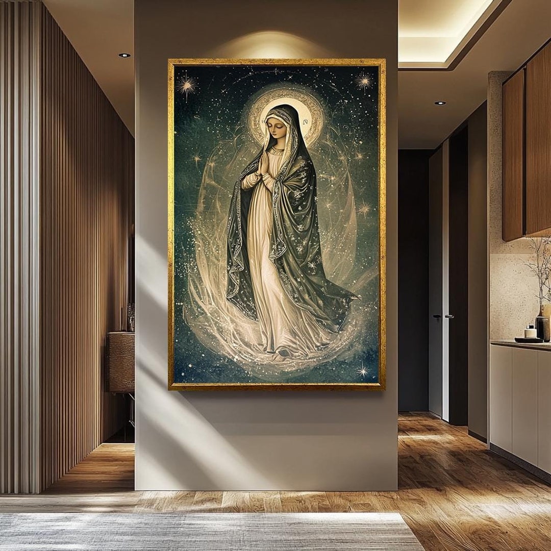 Blessed Virgin Mary Wall Art | Religious Catholic Canvas Painting ...