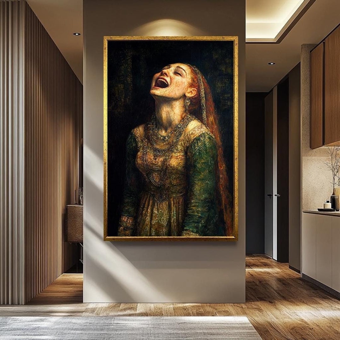 Medieval Woman Portrait Wall Art, Emotional Renaissance Painting Print ...