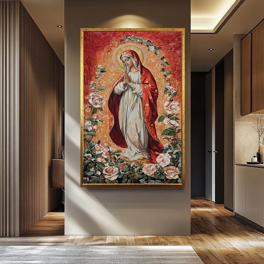 Virgin Mary in Prayer Wall Art | Traditional Catholic Canvas Painting ...