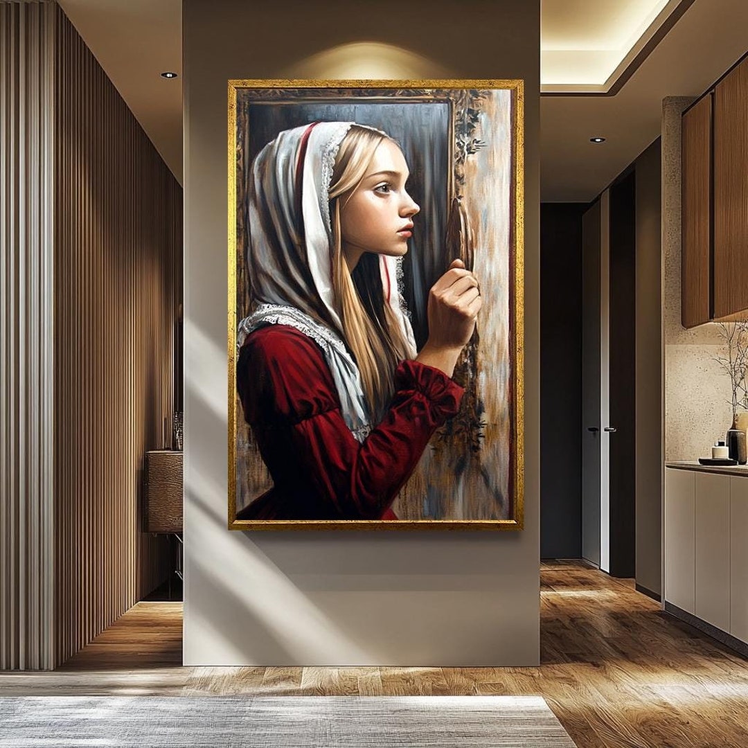 Vintage Woman Wall Art, Elegant Lady Portrait Canvas, Classic Feminine ...