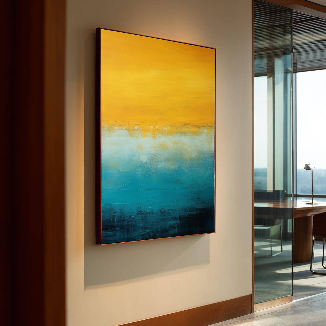 Mark Rothko Style Canvas, Large Abstract Landscape Wall Art, Yellow Sky ...