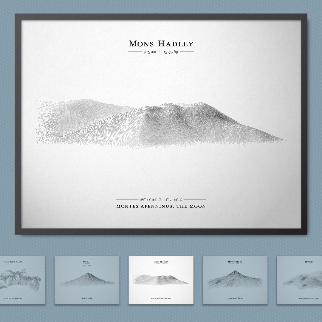 Mons Hadley (moon) Terrain Sketch Wall Art - Etsy