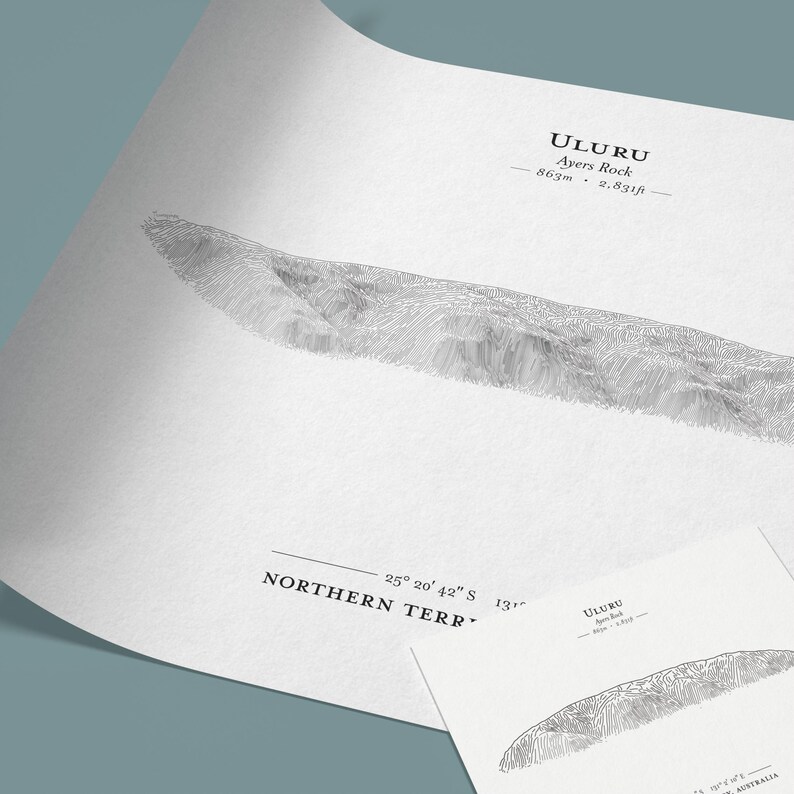 Uluru / Ayers Rock Landform Sketch Poster (australian Iconic Monolith ...