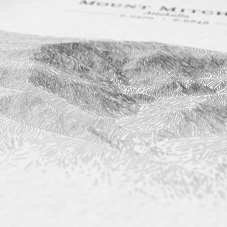 Mount Mitchell (attakulla) Terrain Sketch Wall Art - Etsy