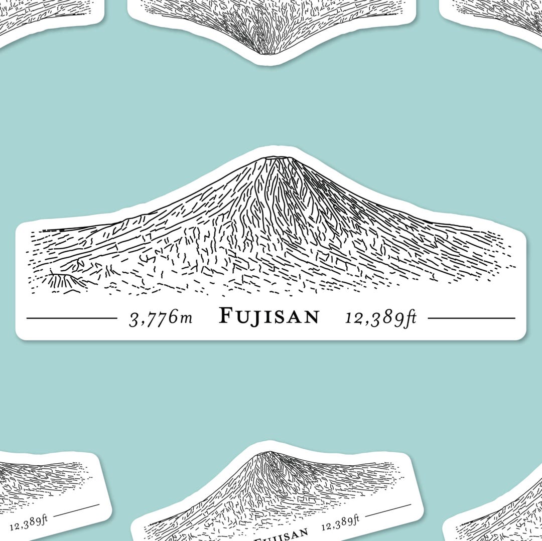 Mount Fuji / Fujisan Sketch Vinyl Laptop or Bottle Decal (highest Point in Japan) | Terrain Map ...