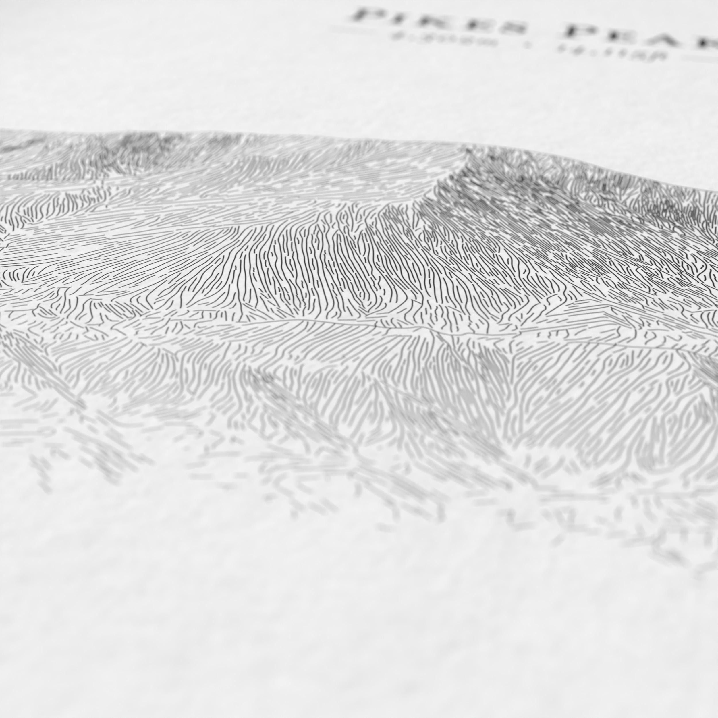 Pikes Peak Landform Sketch Poster (colorado Fourteener) | Terrain Map ...