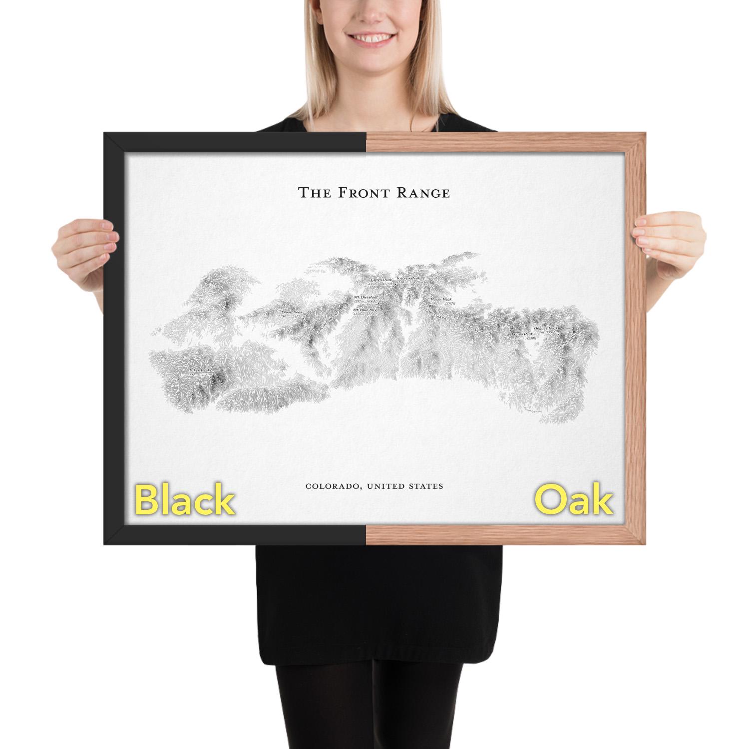 Colorado Front Range Landscape Sketch Poster | Terrain Map Wall Art ...