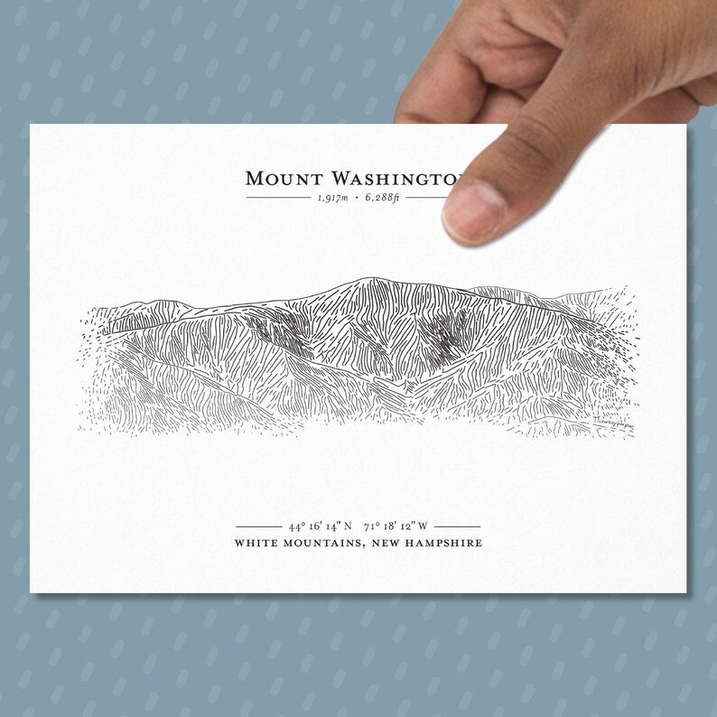 Mount Washington Terrain Sketch Wall Art - Etsy