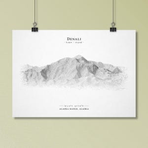 Denali Terrain Sketch Wall Art - Etsy