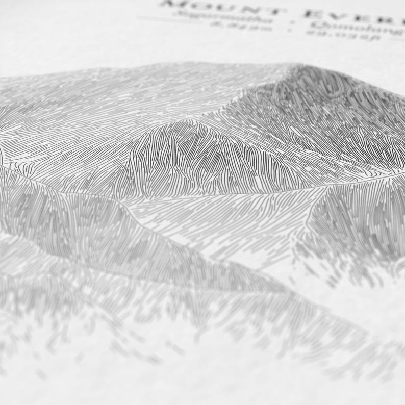 Mount Everest (sagarmatha / Qomolangma) Terrain Sketch Wall Art - Etsy