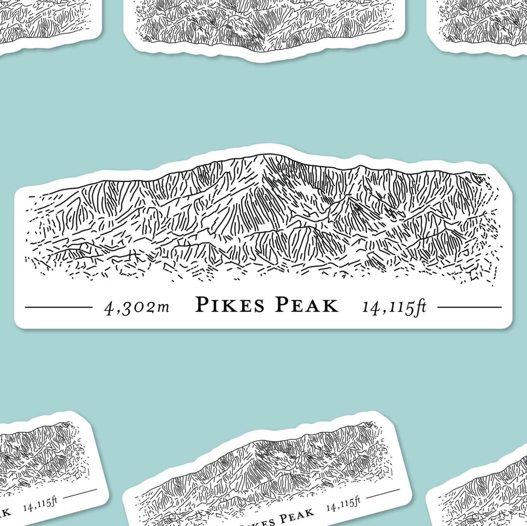 Pikes Peak Sketch Vinyl Laptop or Bottle Decal (colorado Fourteener ...