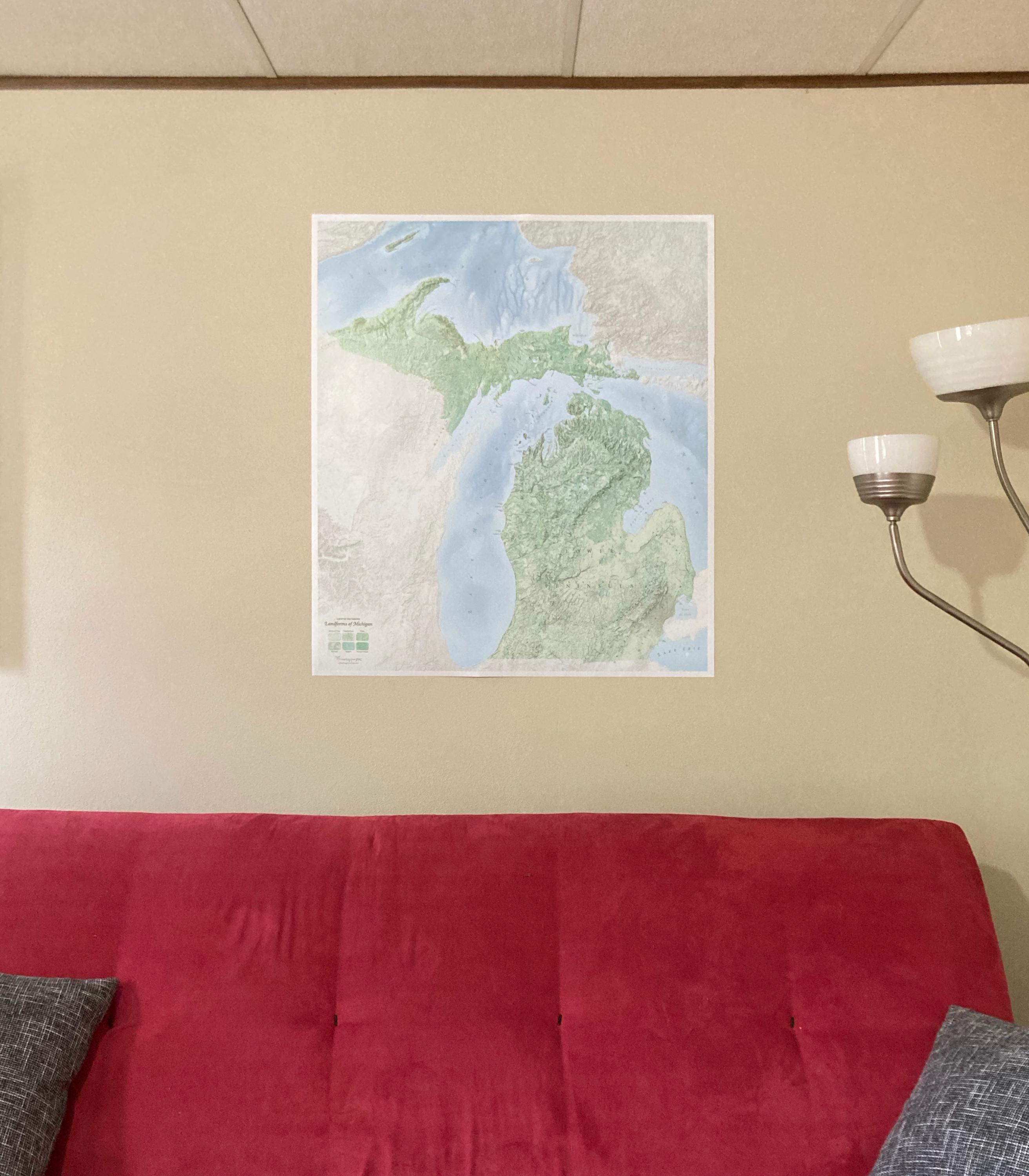 Landforms of Michigan Map Poster - Etsy
