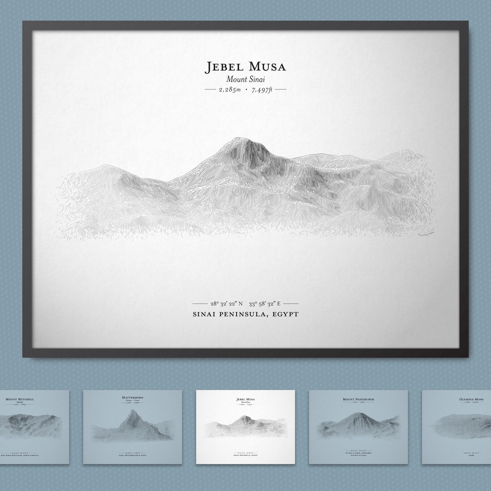 Jebel Musa / Mount Sinai Landform Sketch Poster (biblical Mountain ...