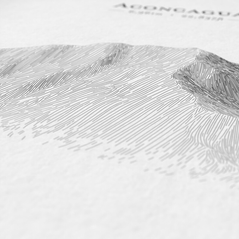 Aconcagua Landform Sketch Poster (highest Peak in South America | One ...