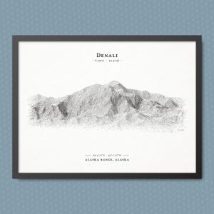Denali Terrain Sketch Wall Art - Etsy