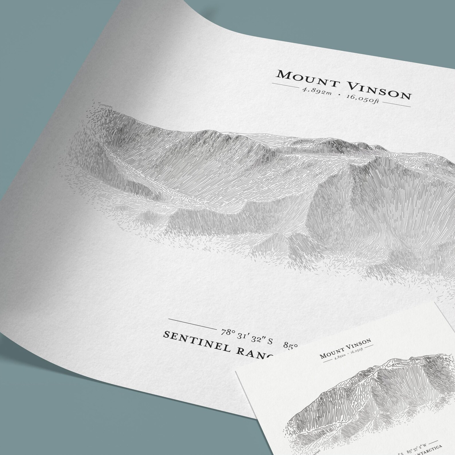 Mount Vinson Landform Sketch Poster (highest Point in Antarctica ...