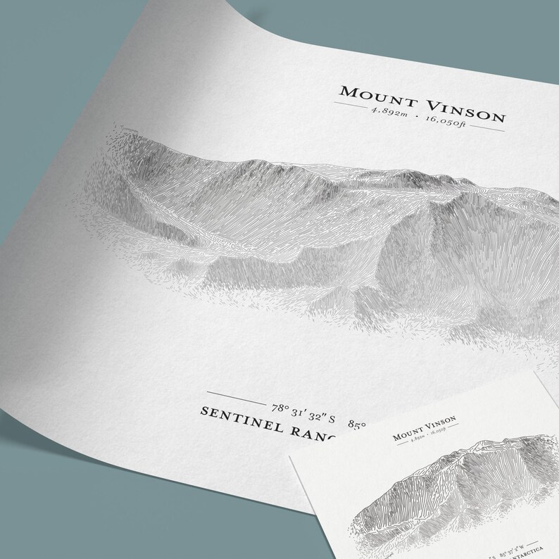 Mount Vinson Landform Sketch Poster (highest Point in Antarctica ...