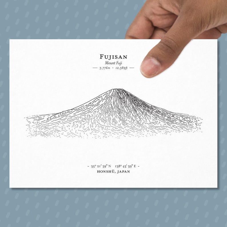 Mount Fuji / Fujisan Landform Sketch Poster (highest Point in Japan ...