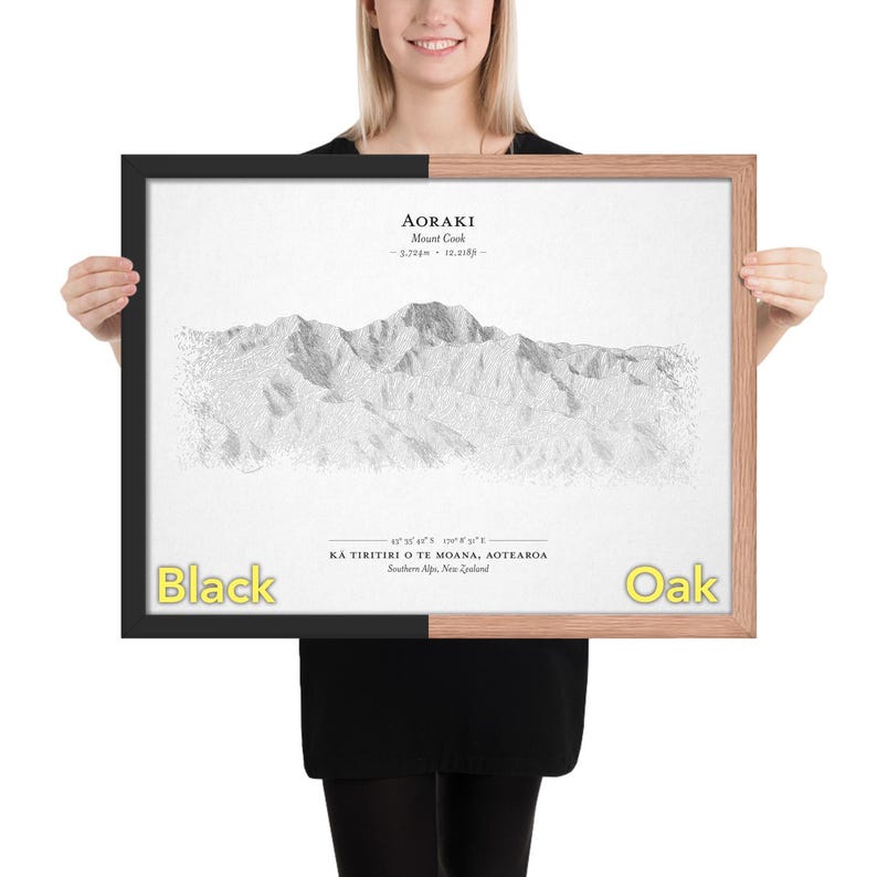 Aoraki / Mt. Cook Terrain Sketch Wall Art - Etsy