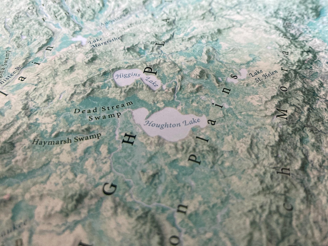 Landforms of Michigan Map Poster - Etsy