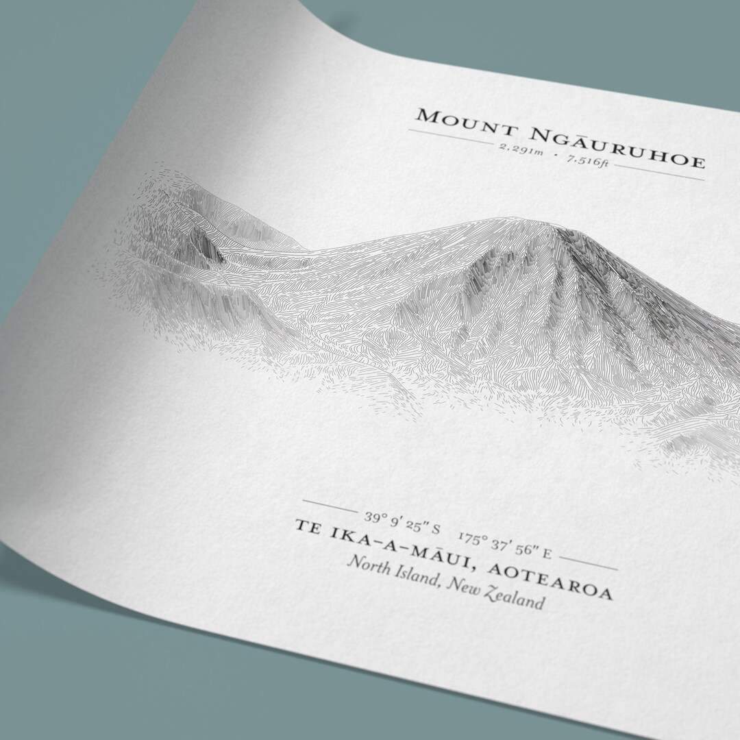 Mount Ngauruhoe Landform Sketch Poster model for Mount Doom in Lord of ...