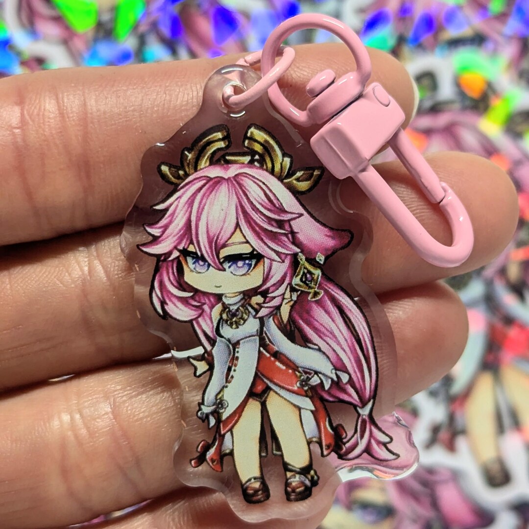 Yae Miko Fanmade Merchandise, Genshin Impact Sticker Keychain Poster ...