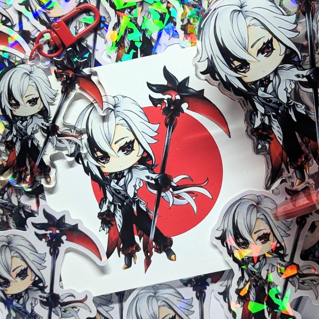 Arlecchino Fanmade Merchandise, Genshin Impact Sticker Keychain Standee ...