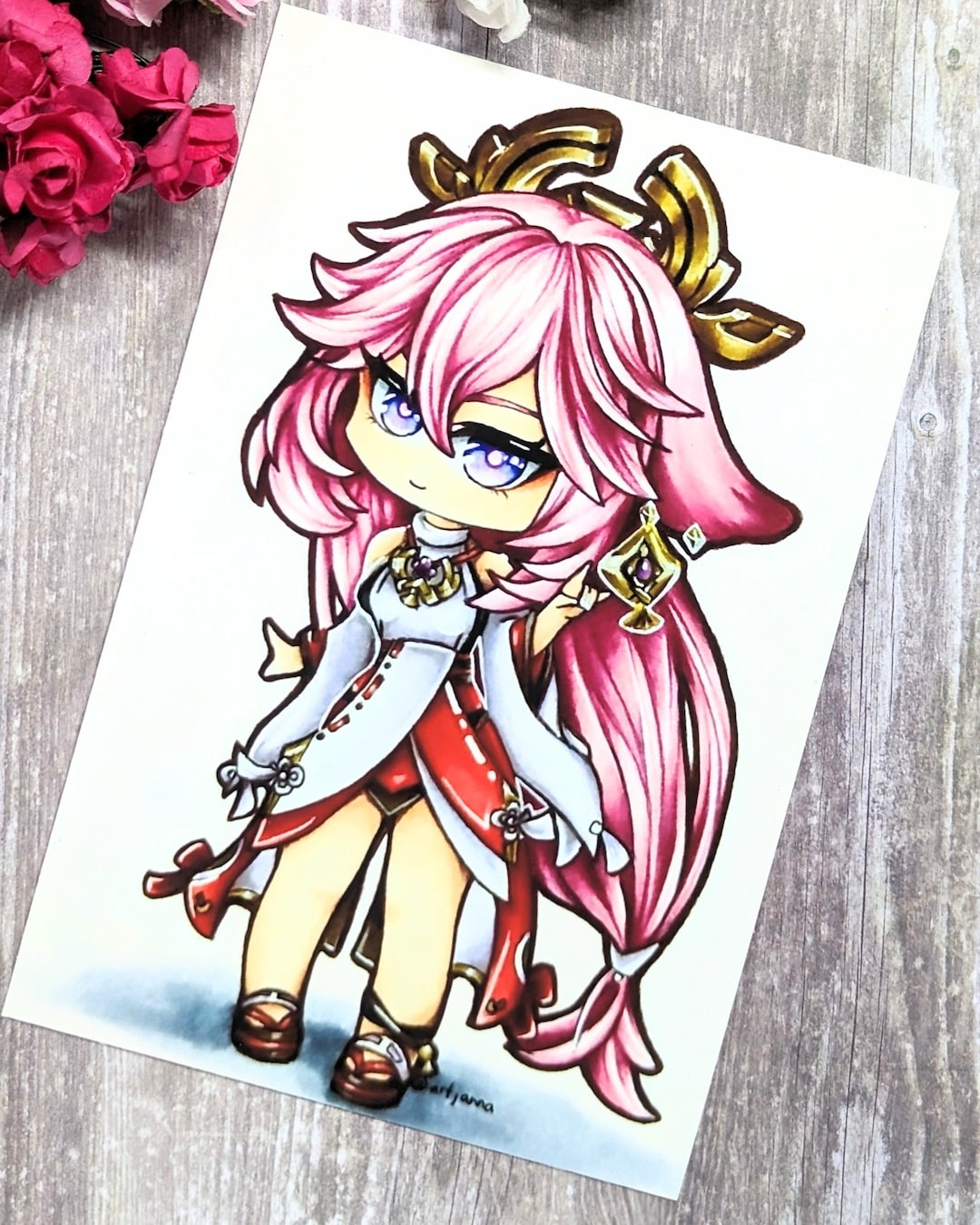 Genshin Impact Postcard Yae Miko Fanart Yae Miko Drawing - Etsy