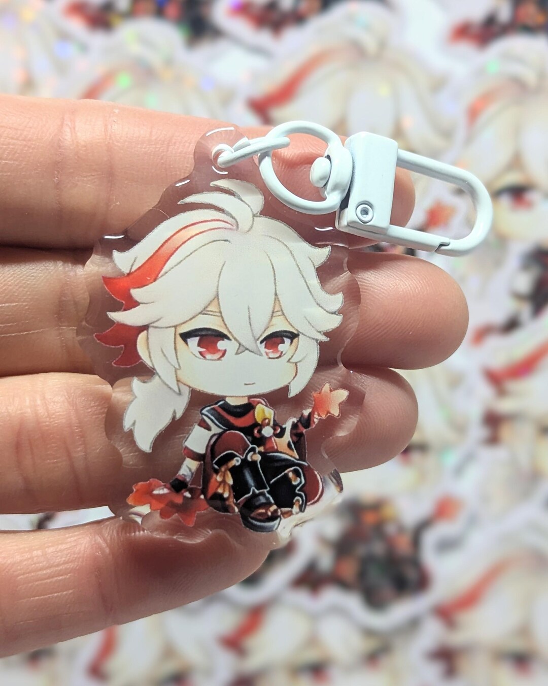 Kazuha Fanmade Merchandise, Genshin Impact Sticker Keychain Mini Plush ...